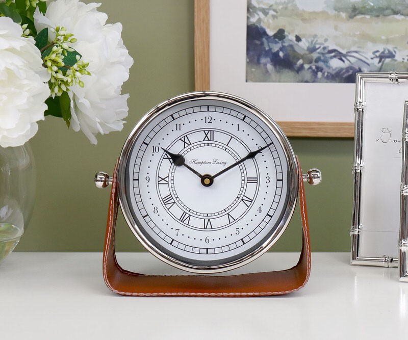 Tasman Leather Swivel Desk Clock - Home accessories and homewares ...