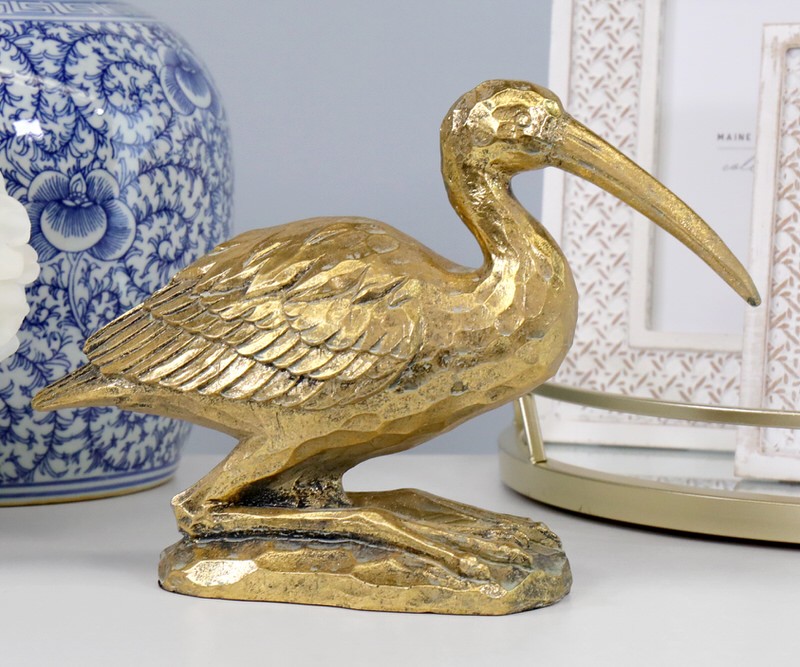 Golden Crane Sculpture - Seated