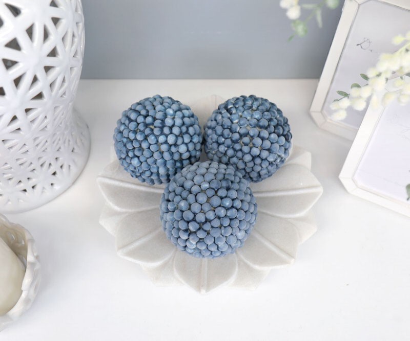 Set 3 Juniper Blue Deco Balls