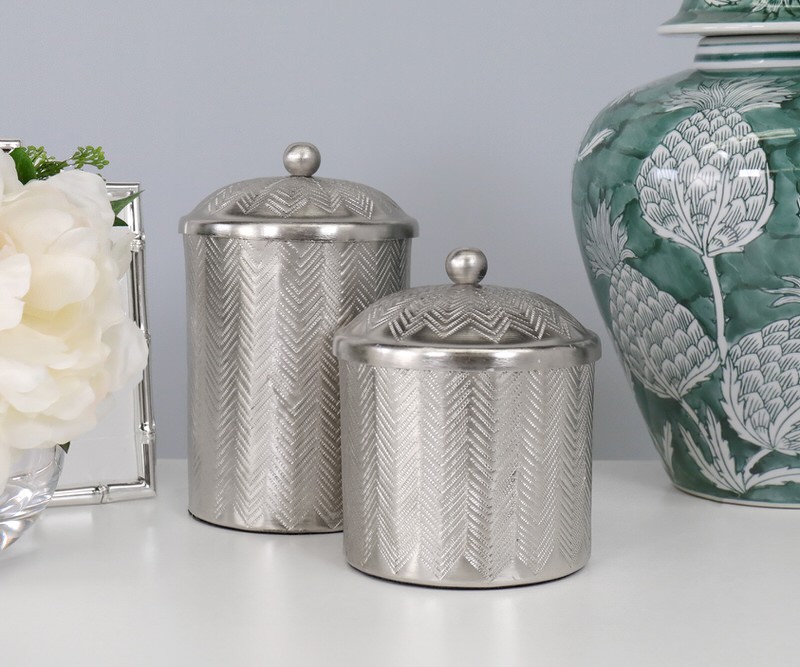 Tall Lancaster Etched Silver Canister - Shop by colour