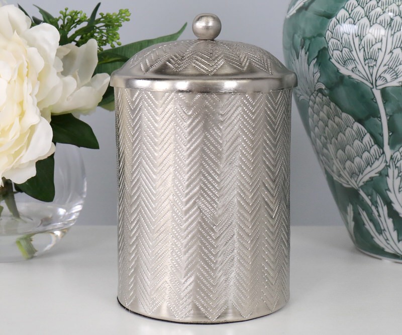 Tall Lancaster Etched Silver Canister - Shop by colour