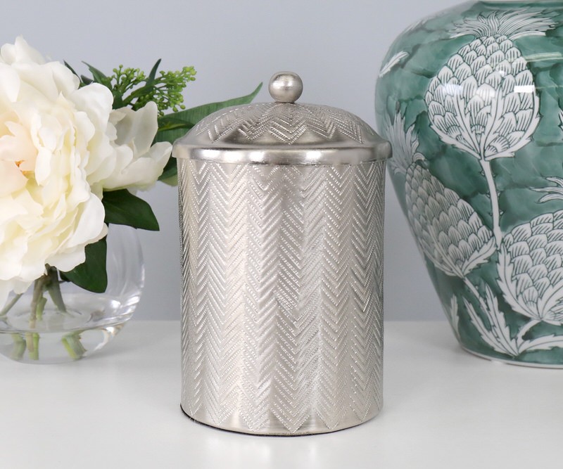 Tall Lancaster Etched Silver Canister - Shop by colour