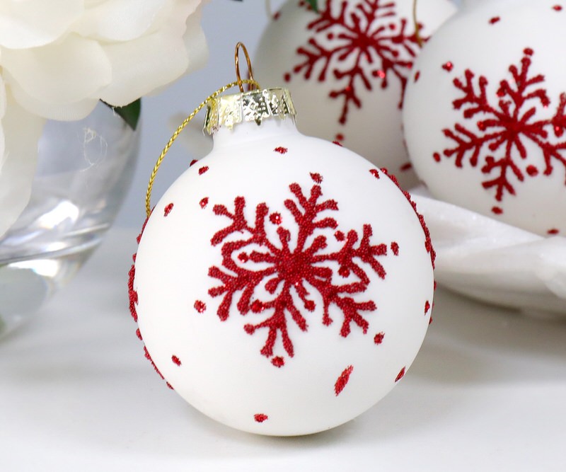 Set 3 Joy White Baubles - Snowflakes - Shop by colour