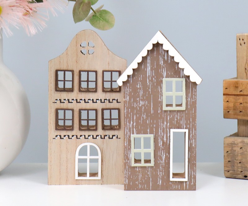 Set 2 Christmas Village Houses - Brown - Christmas decorations Online ...