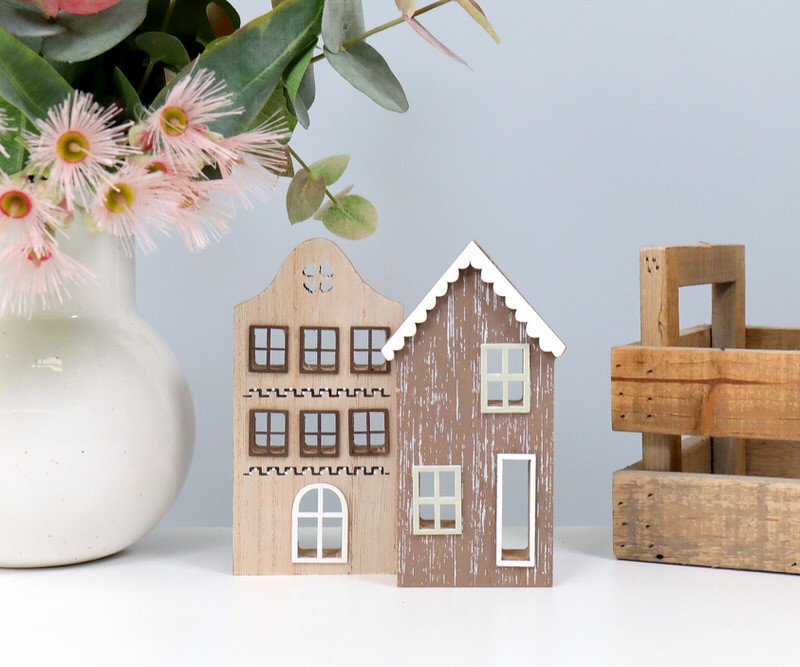 Set 2 Christmas Village Houses - Brown - Christmas decorations Online ...