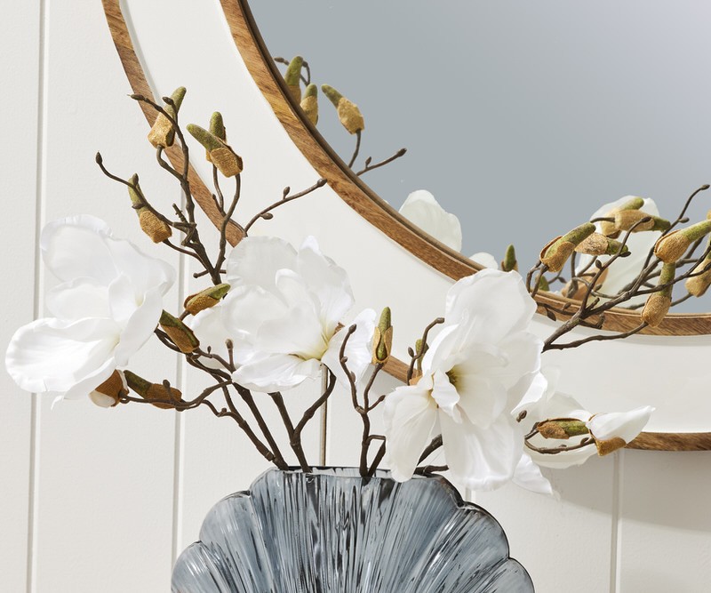 Set 2 Dominique White Magnolia Stems