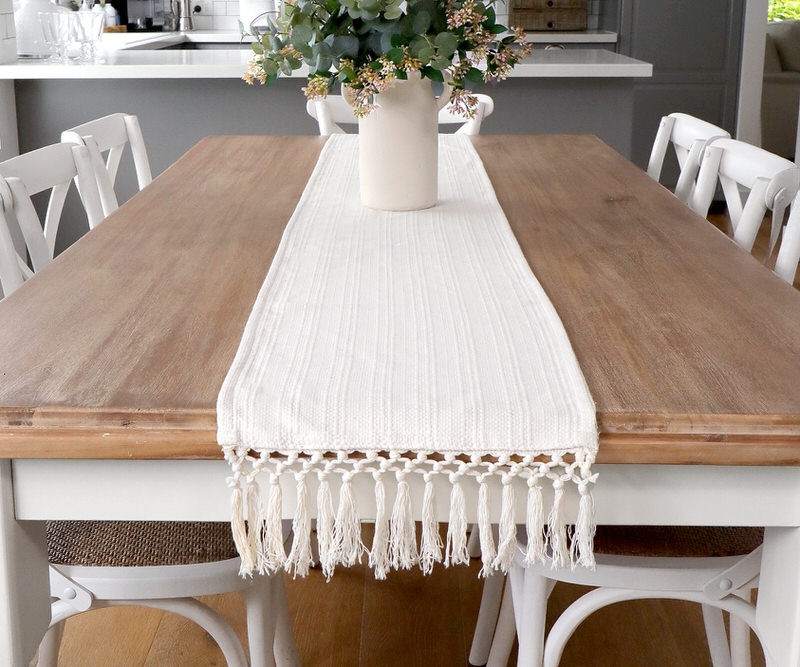 Ivory Tassels Table Runner - Extra Long