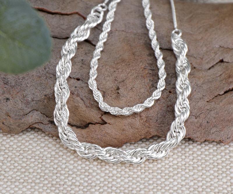 Isla Silver Rope Chain Bracelet - Large