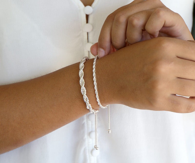 Isla Silver Rope Chain Bracelet - Large