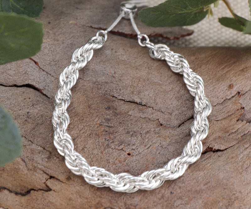 Isla Silver Rope Chain Bracelet - Large