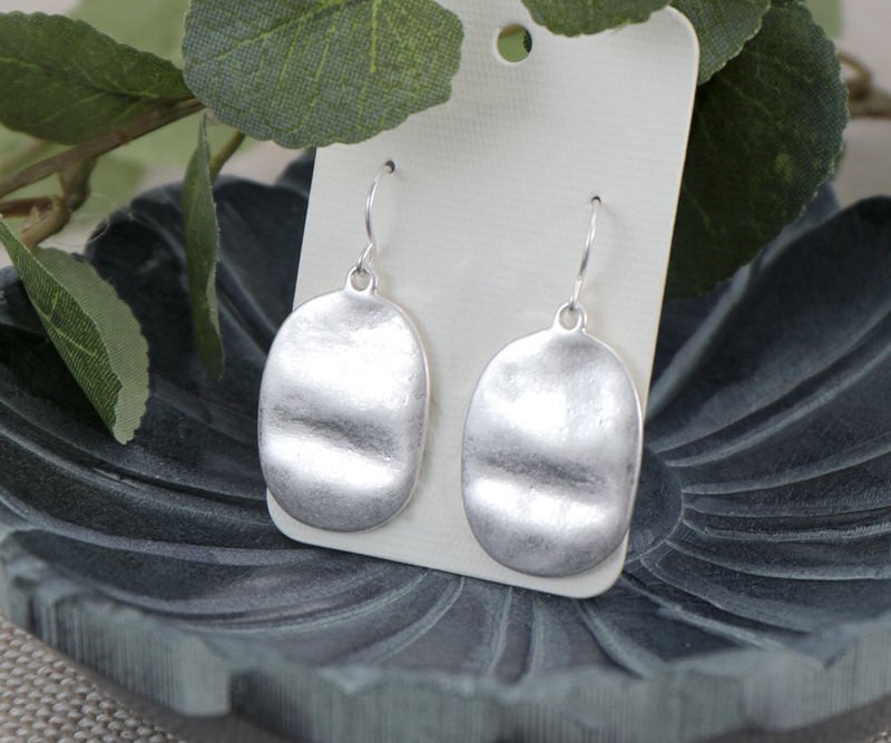 Pebble Silver Drop Earrings
