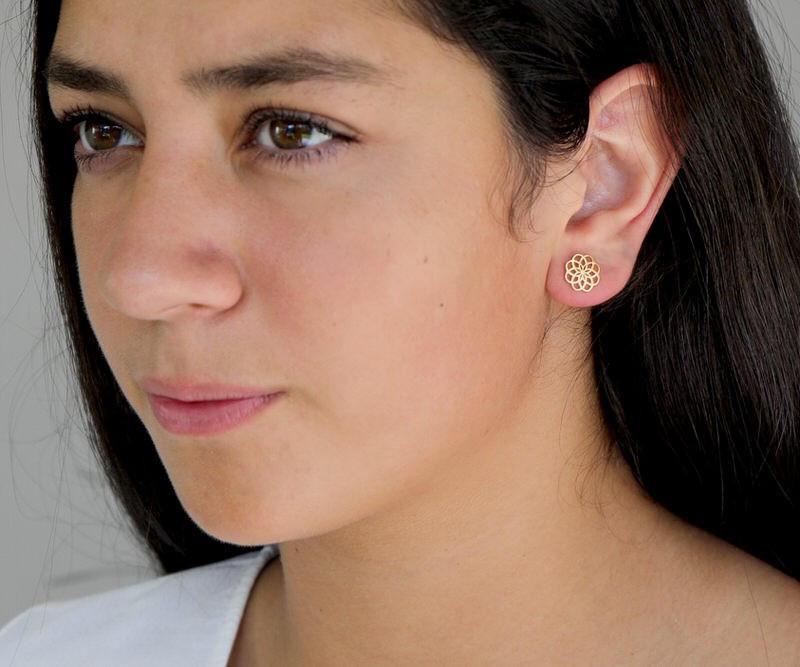 Maya Gold Flower Stud Earrings
