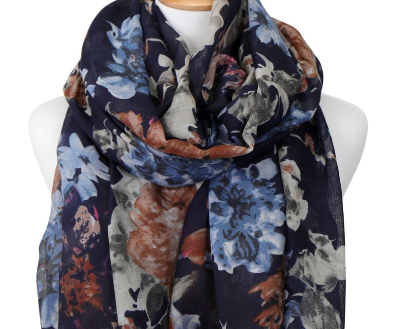 Julietta Navy Floral Scarf - Shop by colour