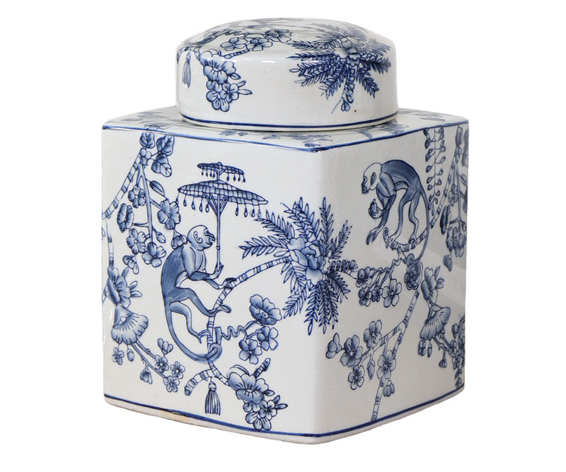 Kipling Blue Monkeys Ginger Jar
