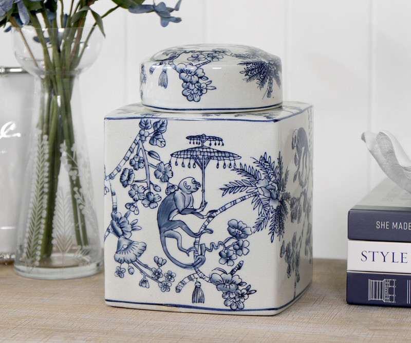 Kipling Blue Monkeys Ginger Jar