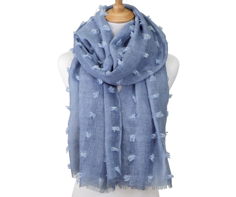 Santa Fe Tufted Denim Blue Scarf