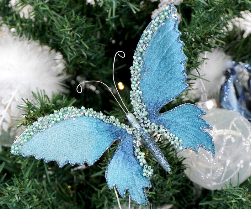 Emperor Blue Velvet Butterfly Decoration