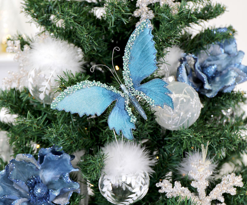 Emperor Blue Velvet Butterfly Decoration