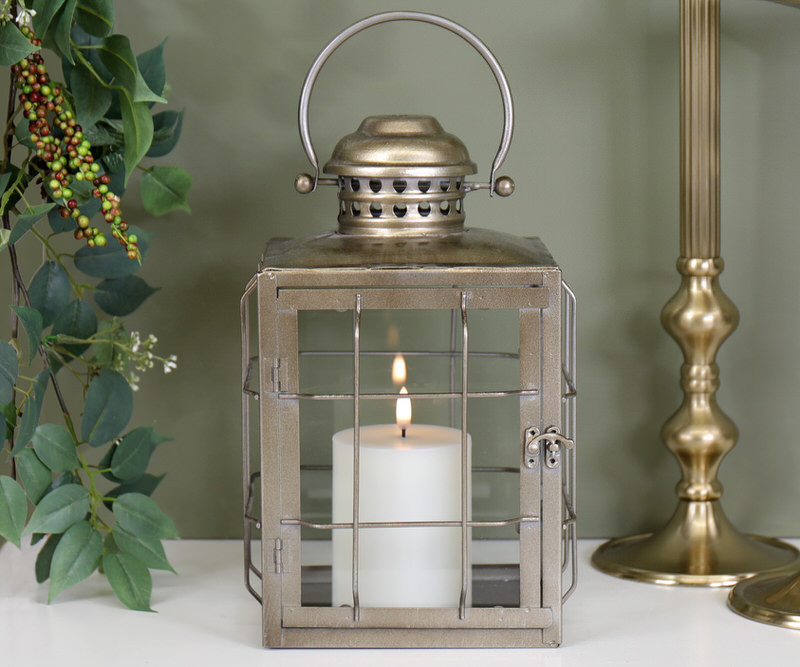 Antique Gold Square Cabin Lantern - Home Decor - Garden and outdoor ...