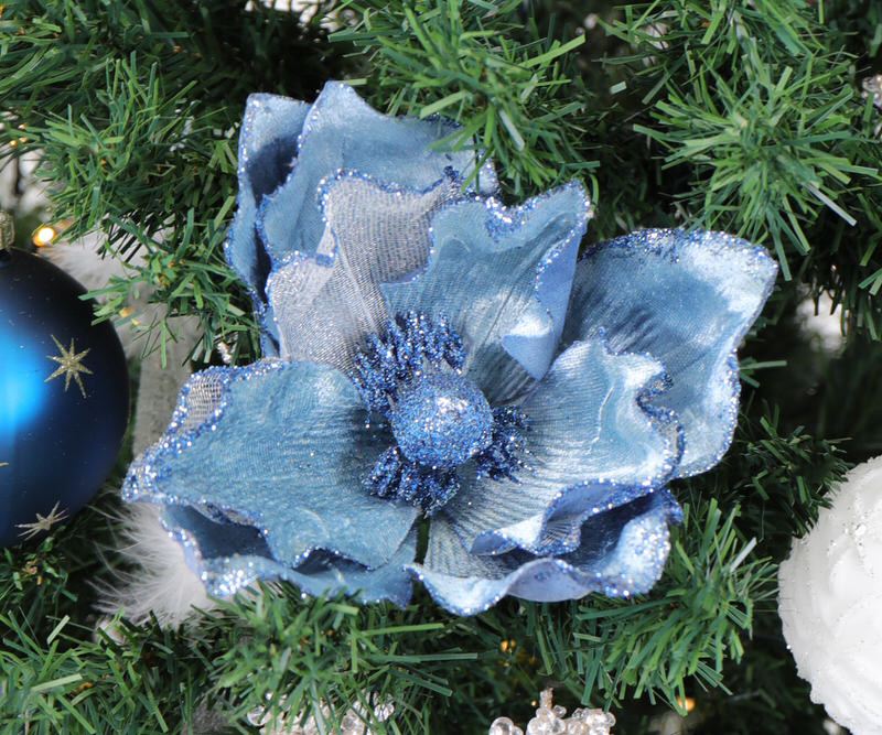 Madigan Blue Velvet Flower Tree Decoration - Shop by colour