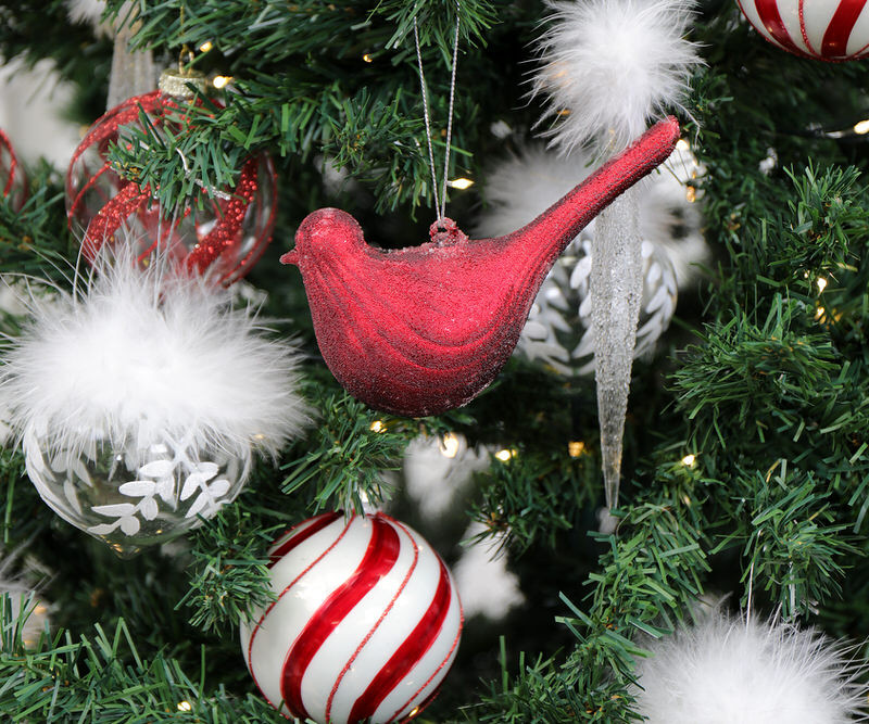 Set 2 Sugared Red Bird Tree Decorations - Christmas decorations Online ...