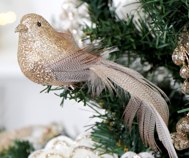 Duchess Gold Glitter Bird Tree Decoration