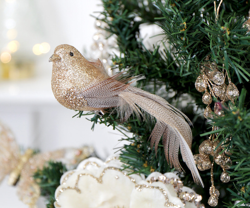 Duchess Gold Glitter Bird Tree Decoration