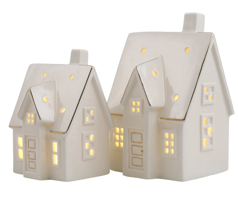 Large Woodford White Ceramic House with Lights - Shop by colour