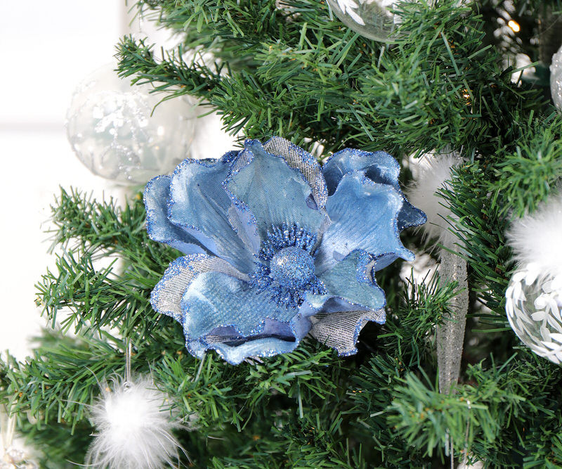 Madigan Blue Velvet Flower Tree Decoration - Beautiful home decor at ...