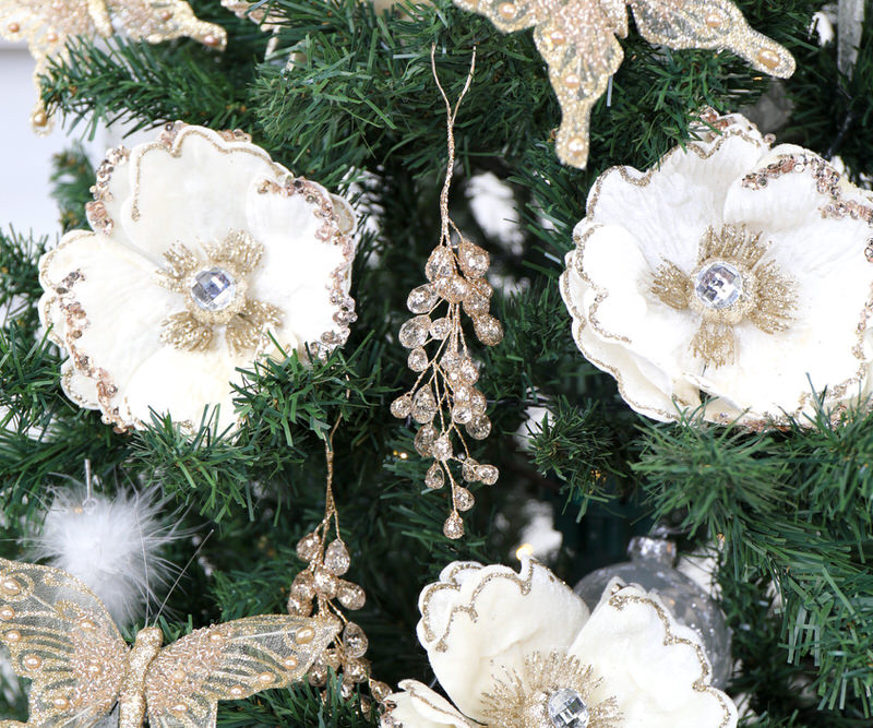 Gold Crystal Frost Berries Tree Decoration - Shop by colour