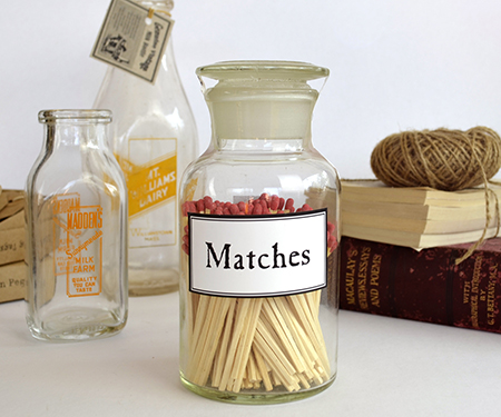Apothecary Jar of Matches - Clear - Beautiful home decor at French Knot