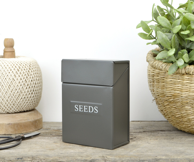 Seed Box Charcoal Retro Enamel - Home Decor Online - New Arrivals