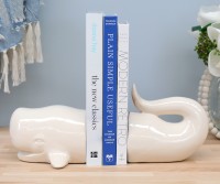 Moby White Whale Bookends