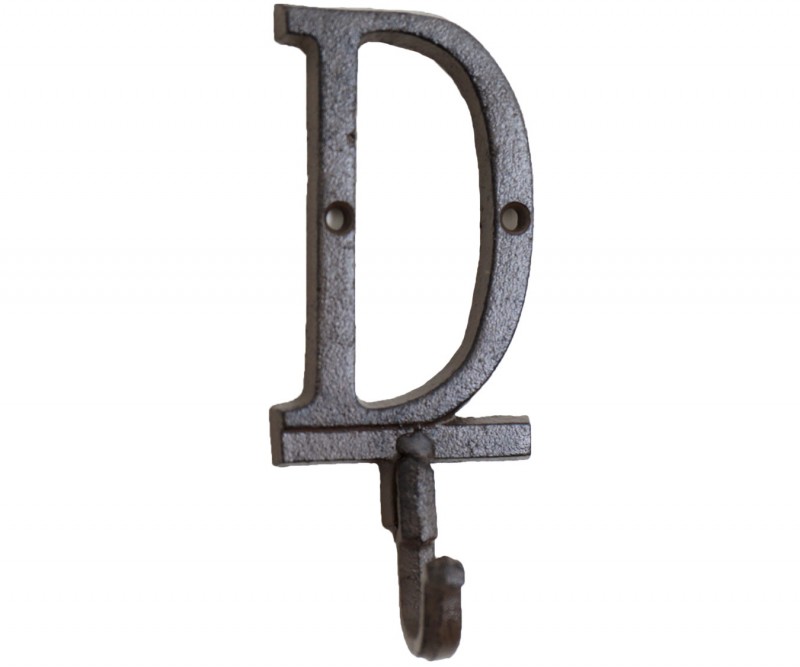 D Alphabet Letter Hook - D Wall Hook Cast Iron - Shop by colour