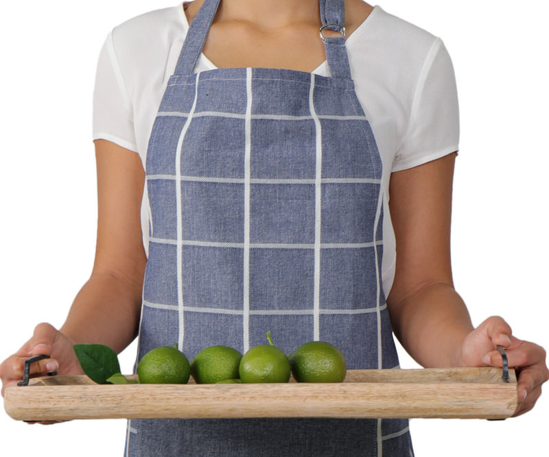 Campbell Check Apron - Denim Blue