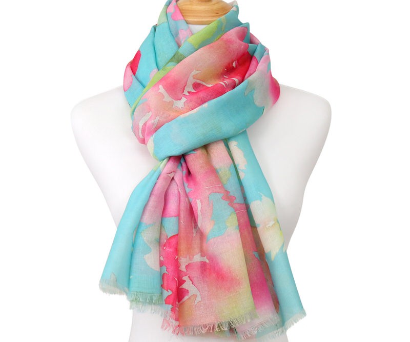 Flora Aqua & Pink Scarf