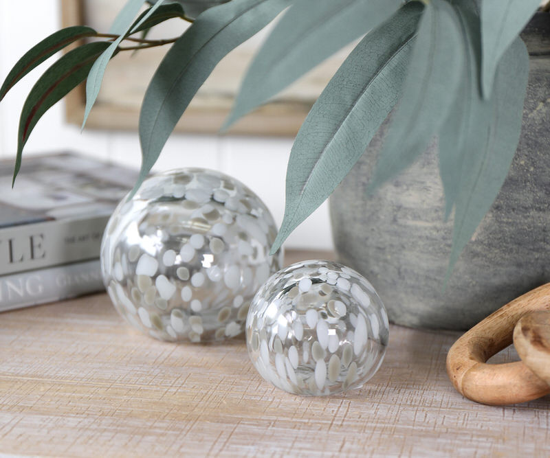 Large White Biscay Glass Ball - 10cm