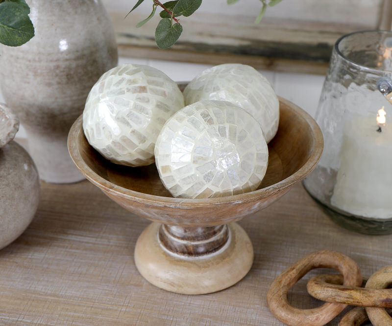 Large Sacramento Shell Inlay Deco Ball - 10cm