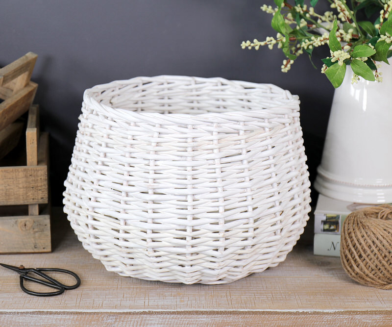 Large Chatton White Basket Planter