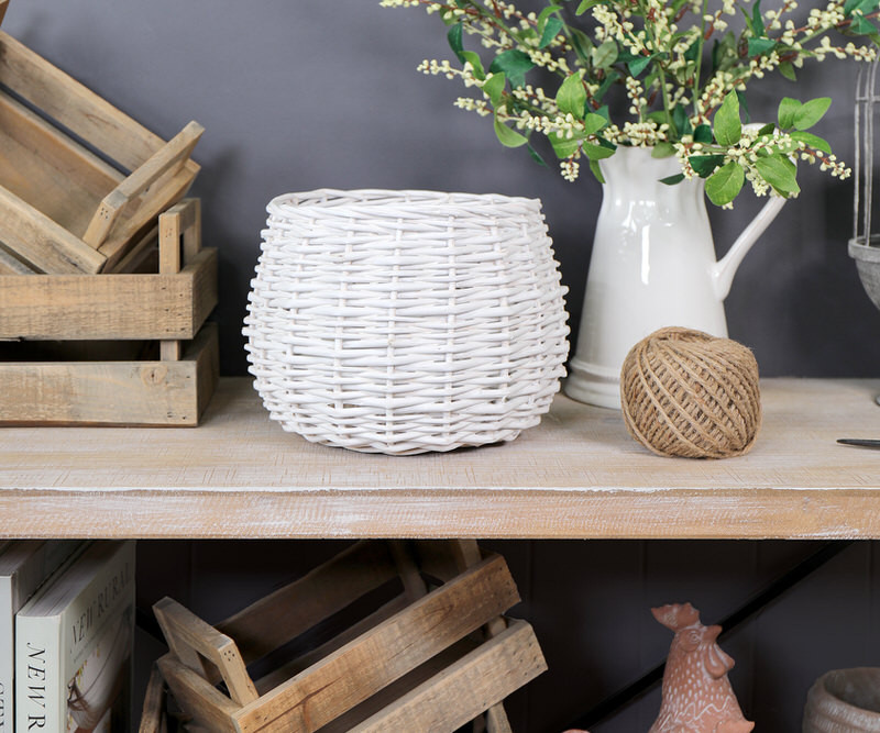 Small Chatton White Basket Planter