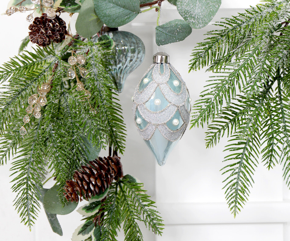 Phoebe Aqua & Pearl Christmas Tree Bauble - Christmas decorations ...