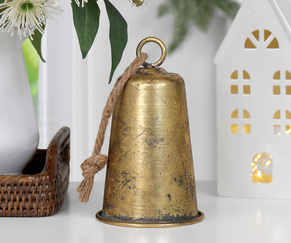 Tall Stanmore Antique Gold Christmas Bell - Beautiful home decor at ...