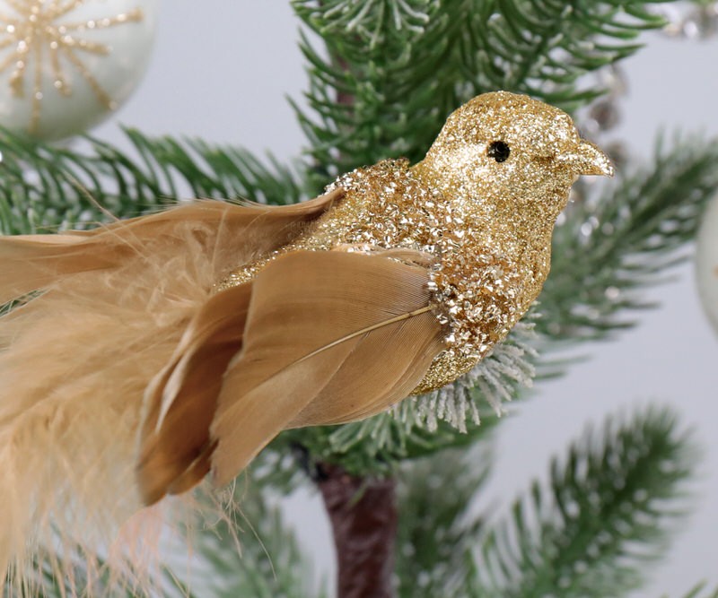 Adelia Gold Glitter Bird Clip - Coffee Feathers - Beautiful home decor ...