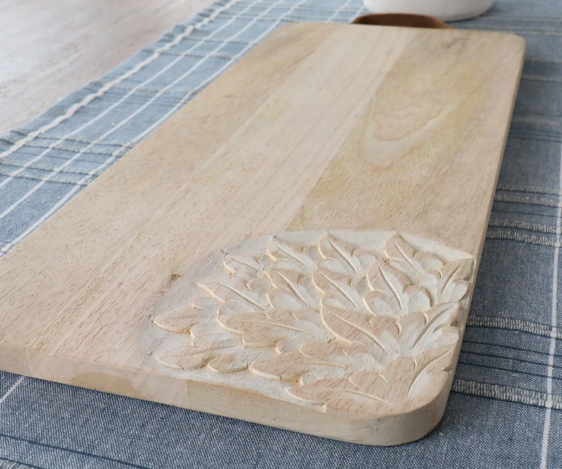 Mila Carved Wooden Board with Leather Handle