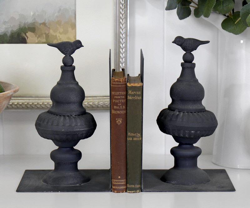 Set 2 Cranbrook Whitewash Scroll Bookends