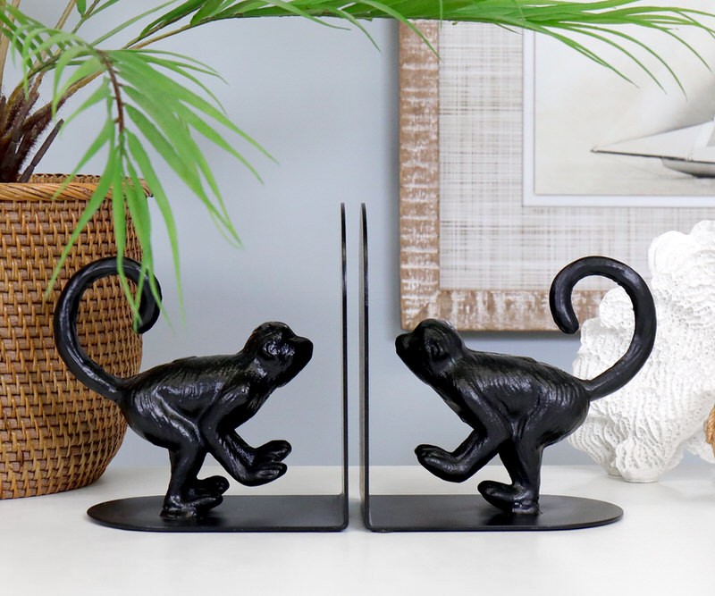 Set 2 Jaipur Black Monkey Bookends