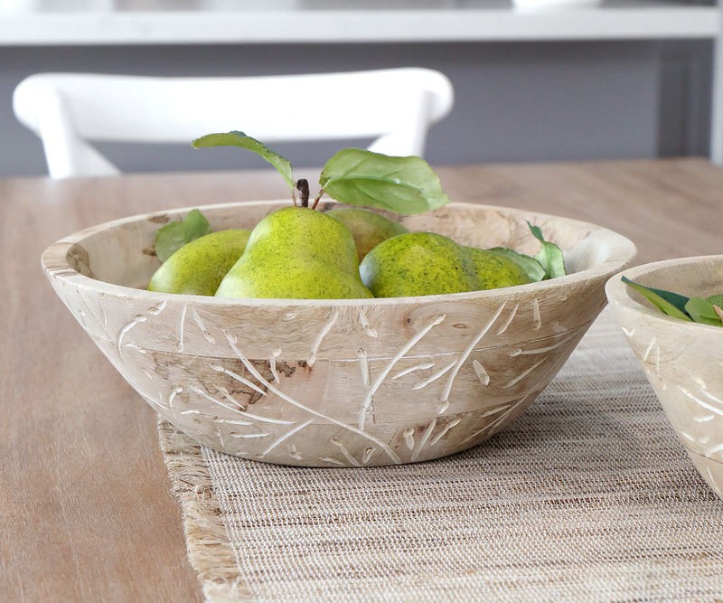 Large Meadow Carved Wood Bowl