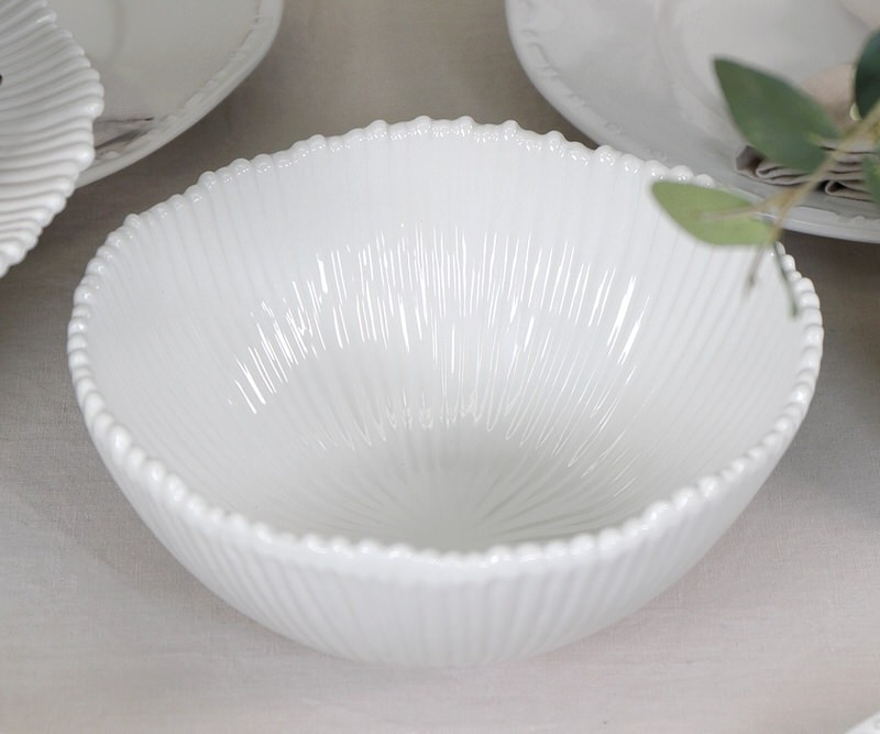 Sorrento Ribbed White Serving Bowl