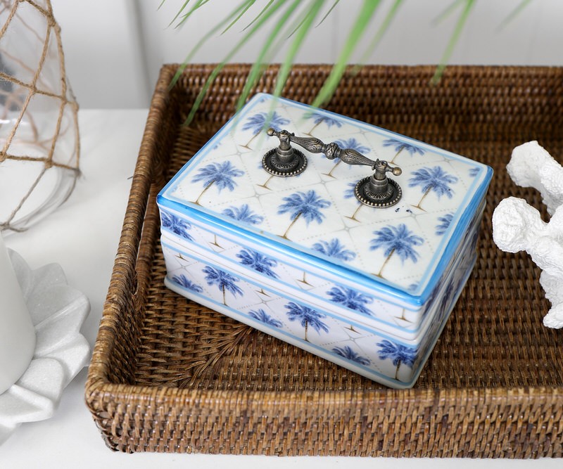 Cabana Palms Ceramic Trinket Box