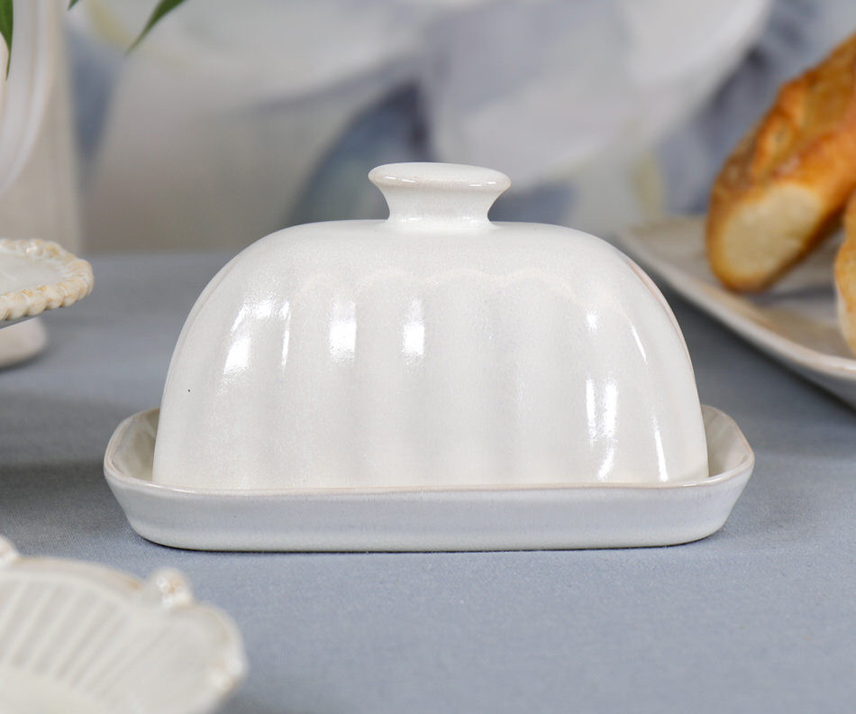 Marguerite Fluted Butter Dish - Beautiful home decor at French Knot